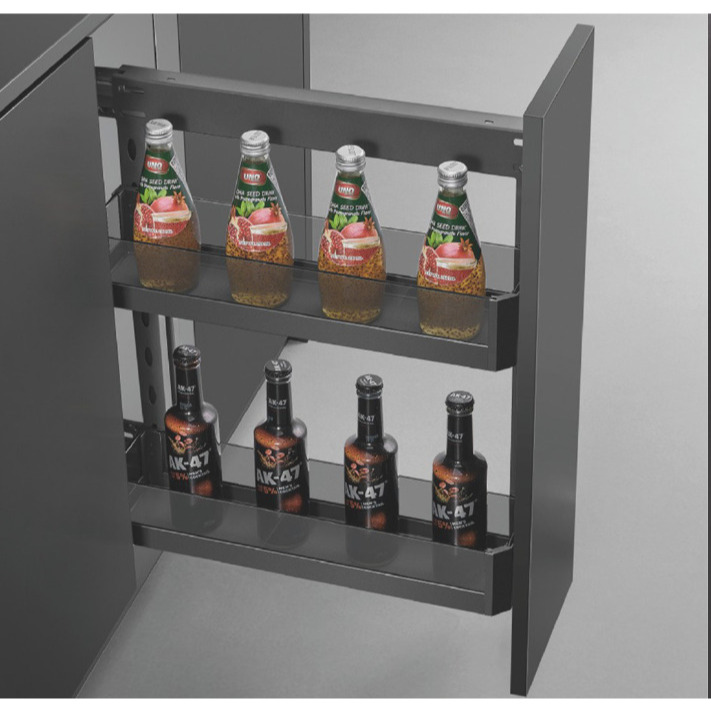 Jual Rak Bumbu Botol Dapur 2 Tingkat Alumunium Platinum Glass Spice ...