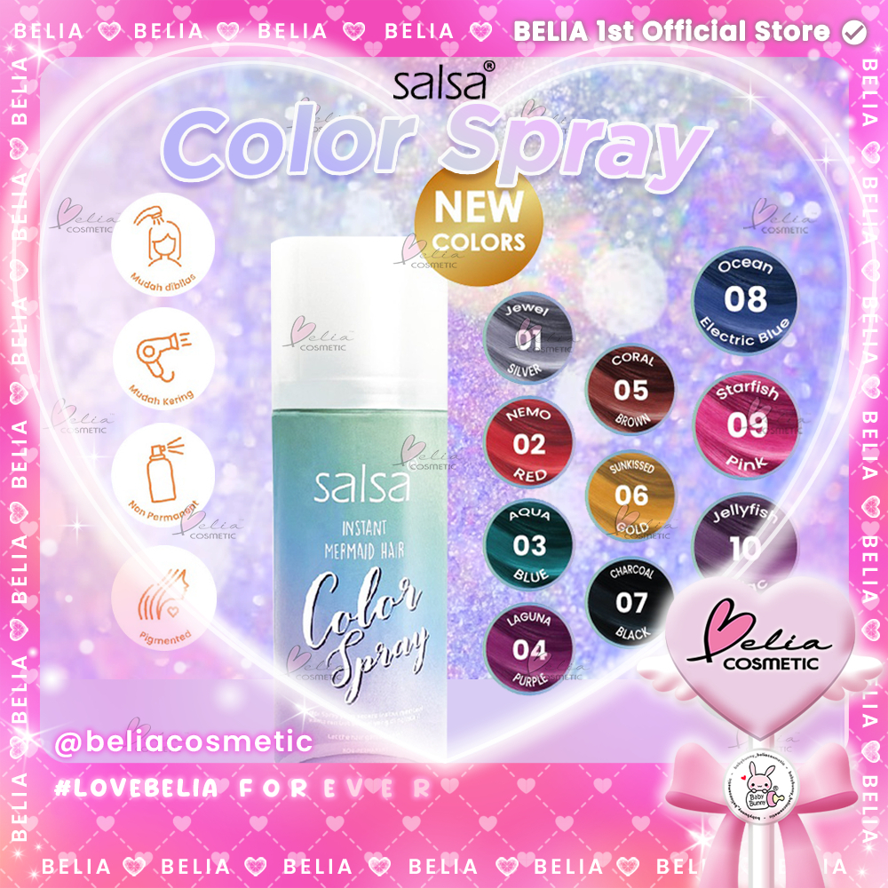Jual BELIA Salsa Instant Mermaid Hair Color Spray 80ml ️BPOM cat rambut ...