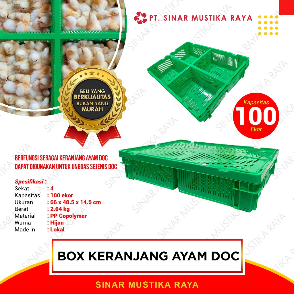 Jual DOC Box Keranjang Anak Ayam 100 Ekor 4 Sekat Broiler Pullet ...