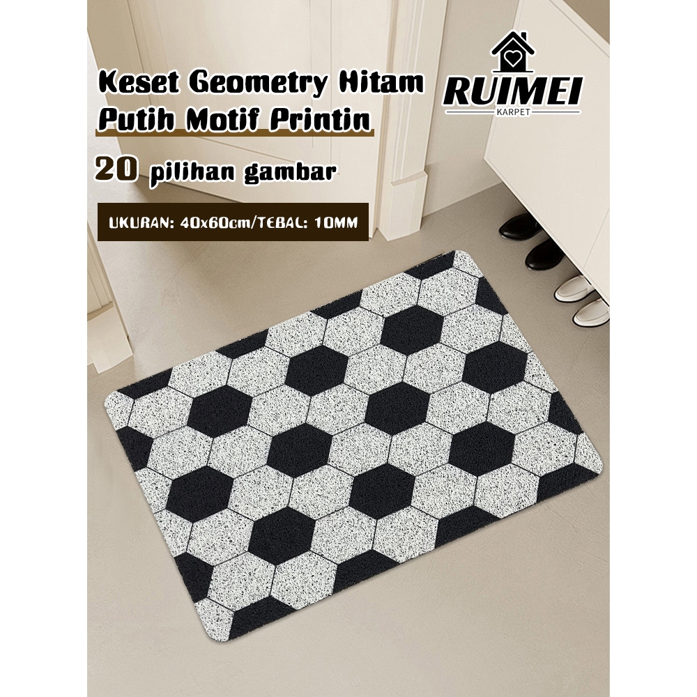 Jual RUIMEI Keset Kaki Pvc Mie Bihun 40x60cm Geometry Hitam Putih Motif ...