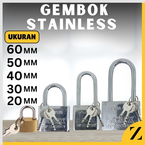 Jual Gembok Stainless Anti Karat Leher Panjang Pendek Mini 20 30 40 50 ...