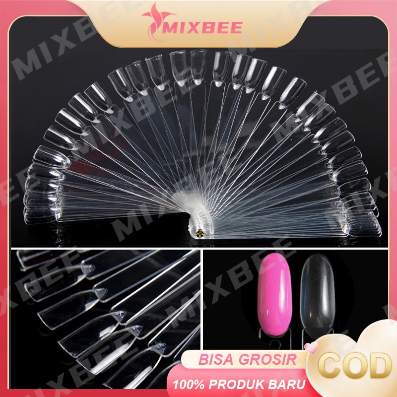 Jual 50pcs Kartu Warna Kuku Palsu Bentuk Kipas Warna Transparan display ...