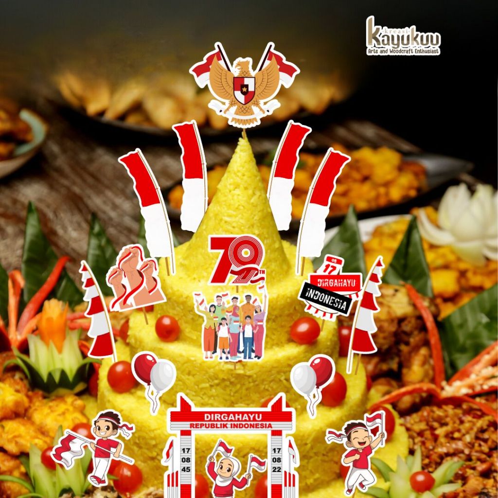Jual Kreasikayukuu Topper Kue Nasi Kuning Tumpeng 17 Agustus - Dekor ...