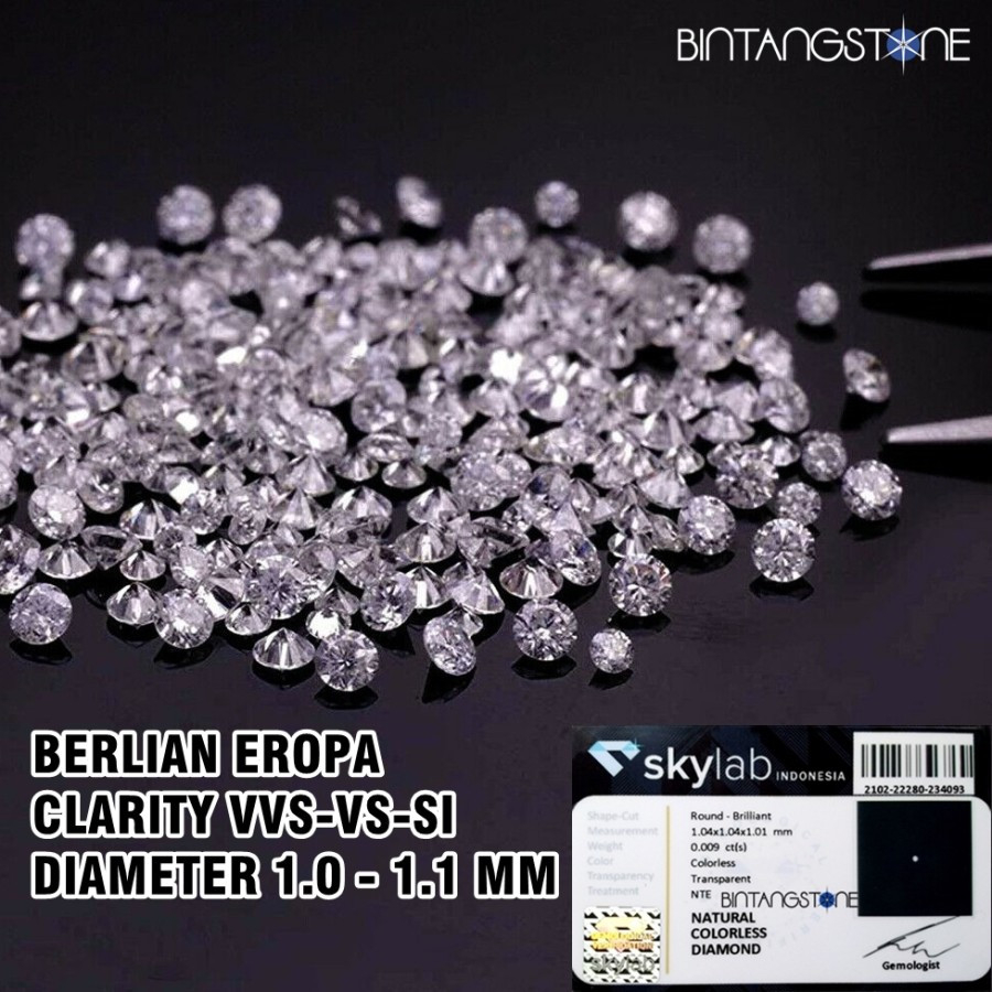 Jual BINTANGSTONE Berlian Eropa Asli Colorless White Diamond Europe 1 ...