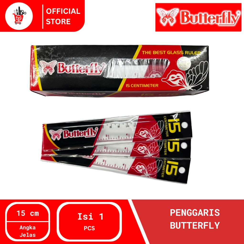 Jual Ruler | Penggaris Butterfly 15 cm (1 PCS) | Shopee Indonesia