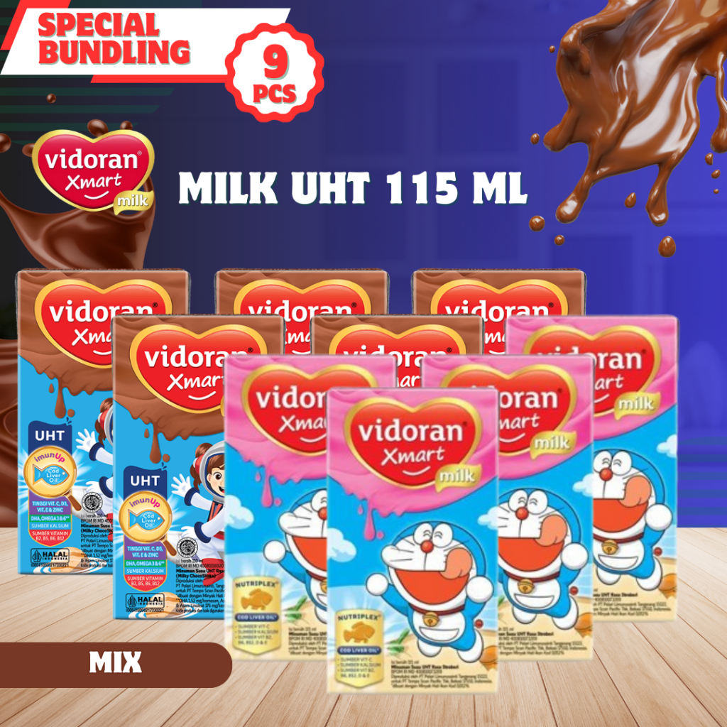 Jual Vidoran Xmart Susu UHT 110 ml Special Bundling 9 pcs | Shopee ...