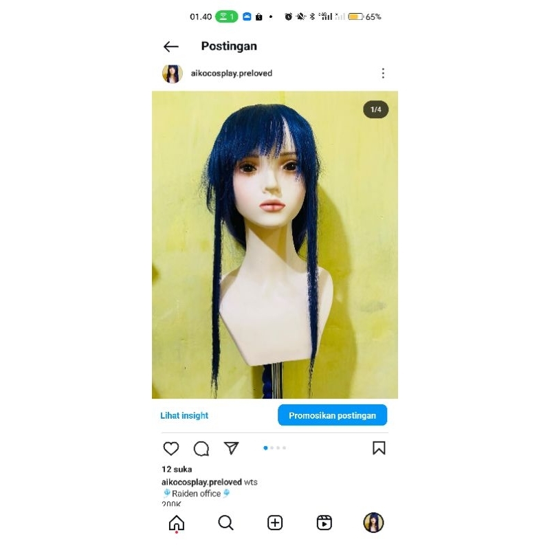 Jual wig raiden Shogun ei cosplay genshin impact | Shopee Indonesia