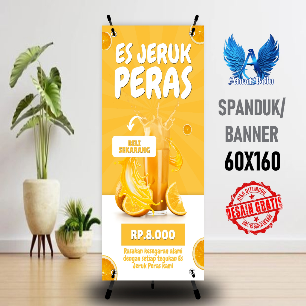 Jual Spanduk Banner ES JERUK PERAS ORANGE B BISA REQUEST | Shopee Indonesia