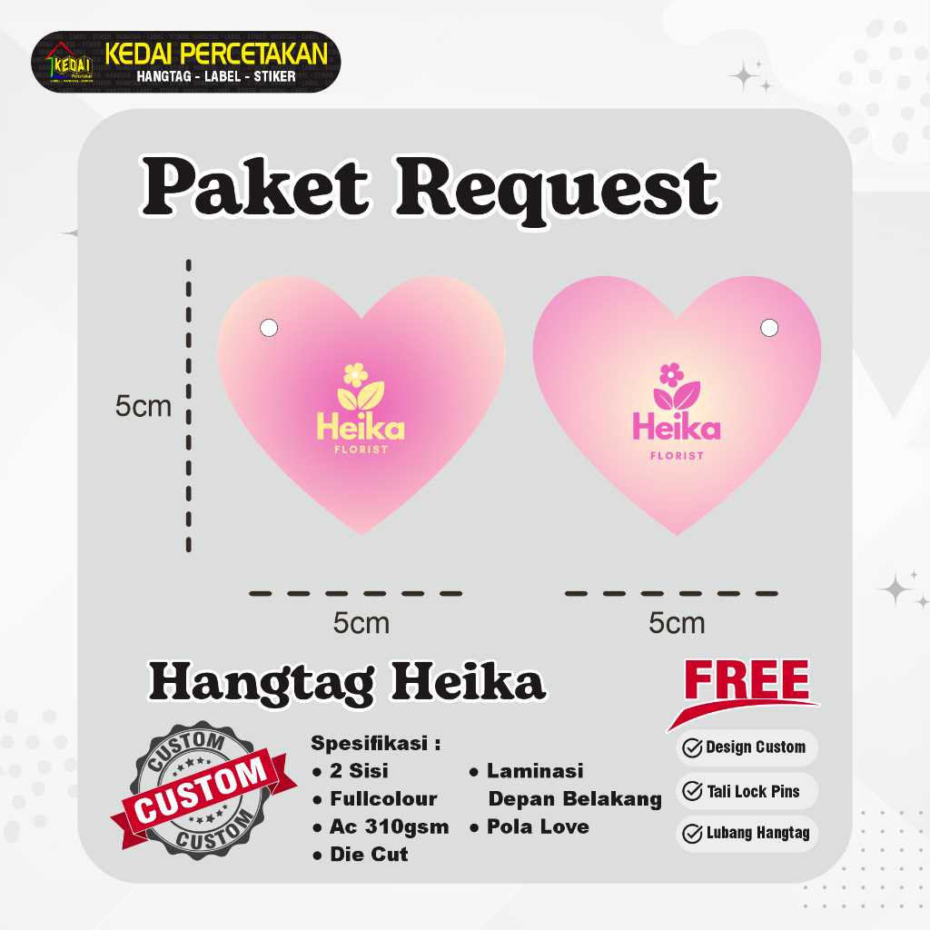 Jual Hangtag Heika 5x5cm hantag aksesoris handtag Souvenir hangtag ...