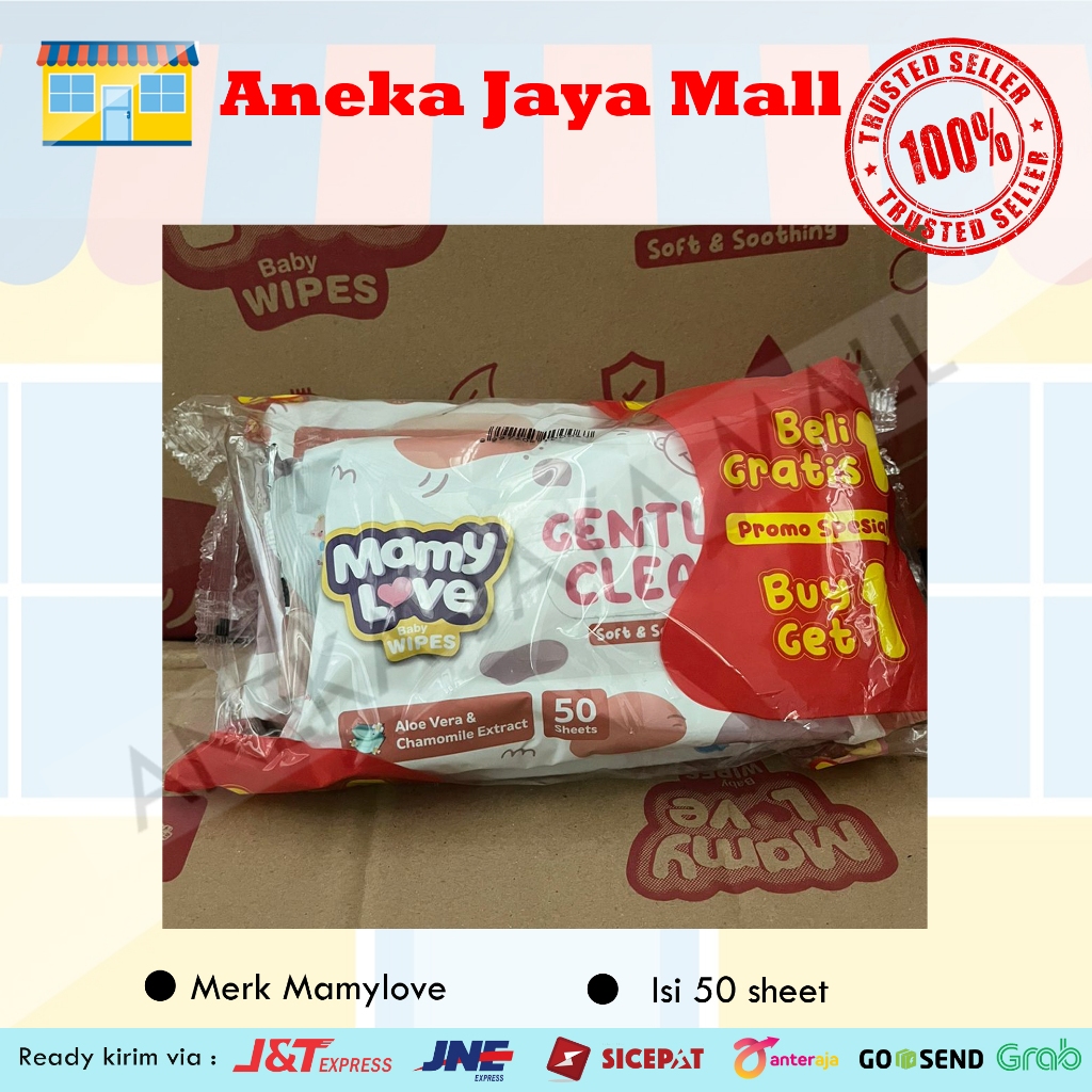 Jual (BELI 1 FREE 1) Mamy Love Baby Wipes 50 sheet (Tisu Basah Bayi ...