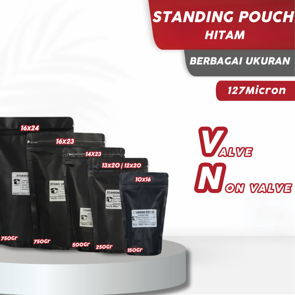 Jual Standing Pouch Hitam Doff Ziplock - Packaging Makanan dan Kopi ...