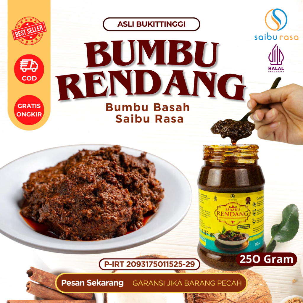 Jual Bumbu Rendang Original Saibu Rasa ( Bumbu Basah ) 250 Gram - Bumbu ...