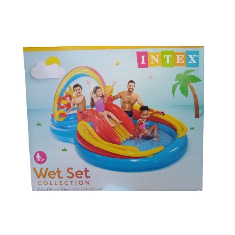 Jual Intex 57453 Kolam Renang Perosotan Rainbow Ring Play Center + Free ...