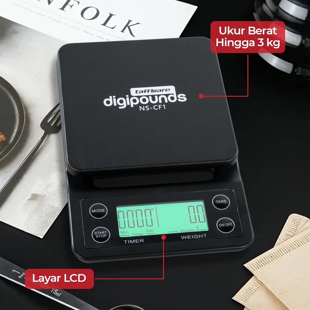 Jual Taffware Digipounds Timbangan Kopi Digital Timer Coffee Scale 3kg 0.1g - NS-CF1 | Shopee ...