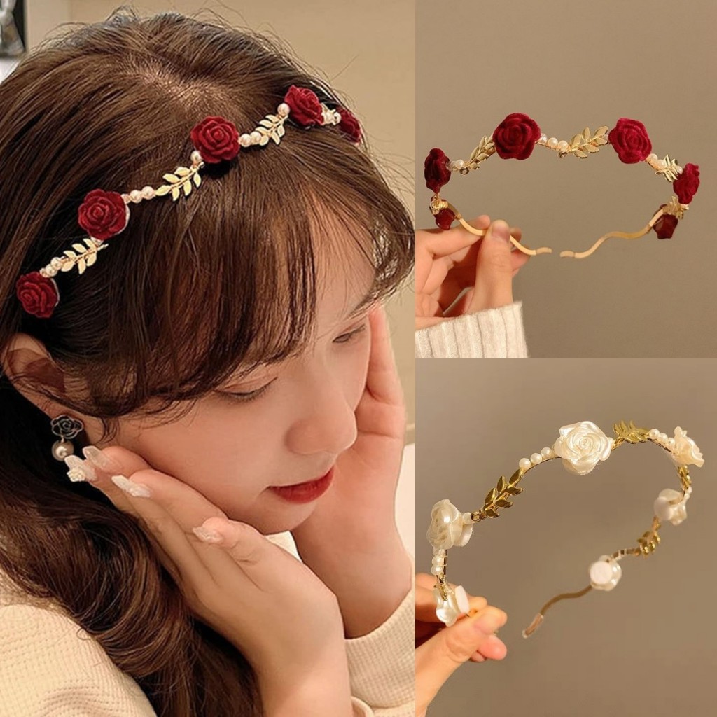 Jual COD⭐Bando Mutiara Bunga Bando Mawar Sense Tingkat Lanjut Wanita ...