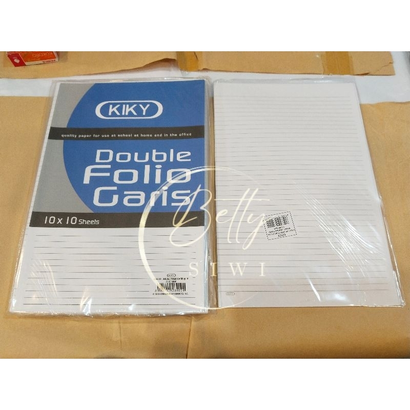 Jual Kertas Double Folio Garis merk KIKY isi 10 sheets/lembar | Shopee ...