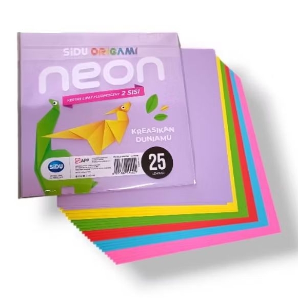 Jual [ 1 pak] Origami kertas lipat 2 sisi sidu double face warna neon ...