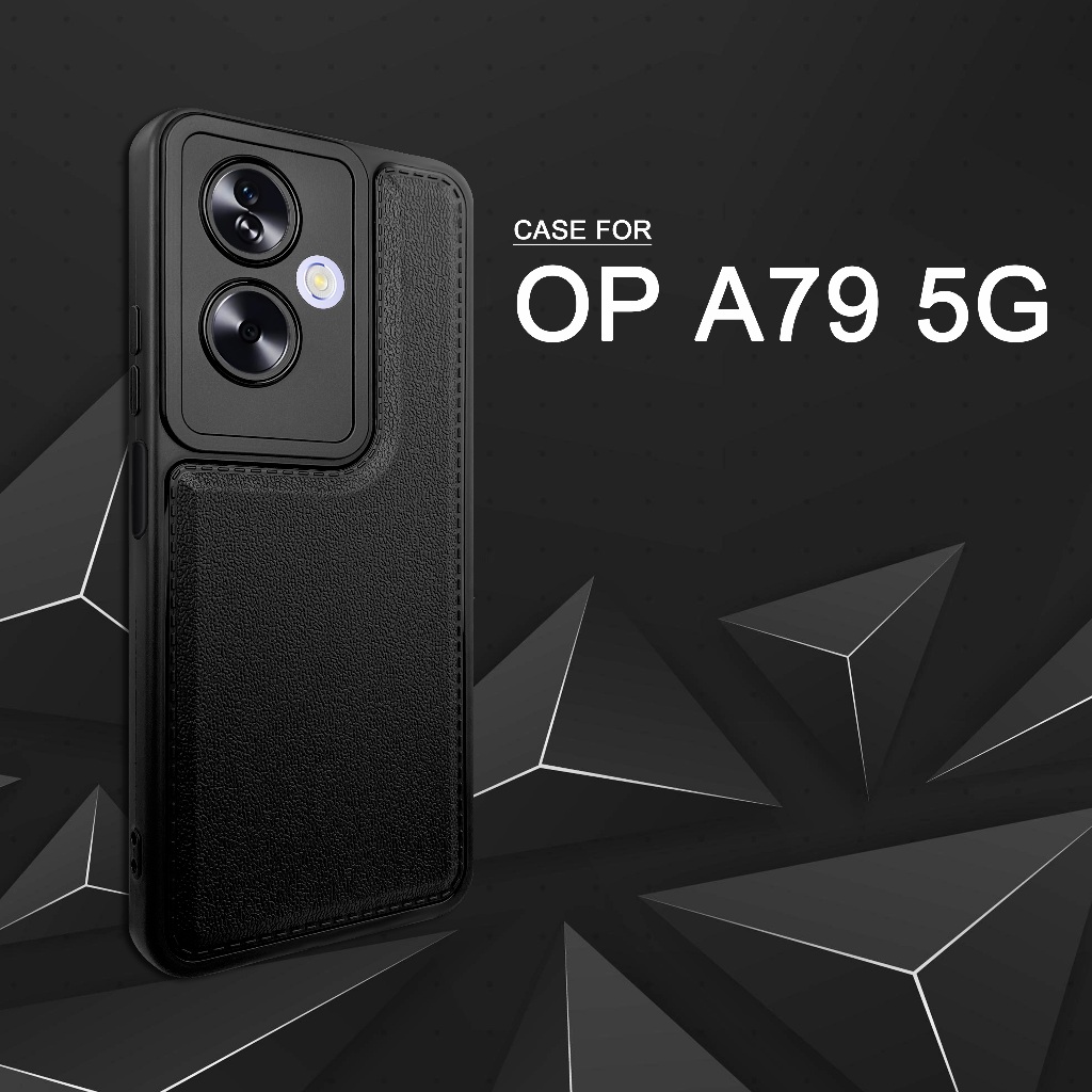 Jual Oppo A79 5G Case Softcase PREMIUM LEATHER BLACK CAMERA PROTECTION ...