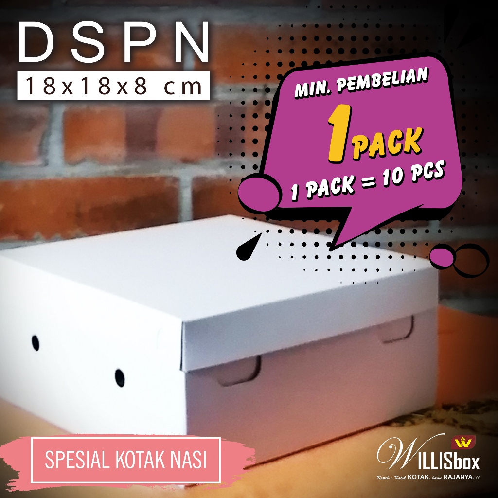 Jual Box Nasi Kotak 18x18x8 DSPN XTRA Tebal Polos / Kotak Nasi, Kotak ...