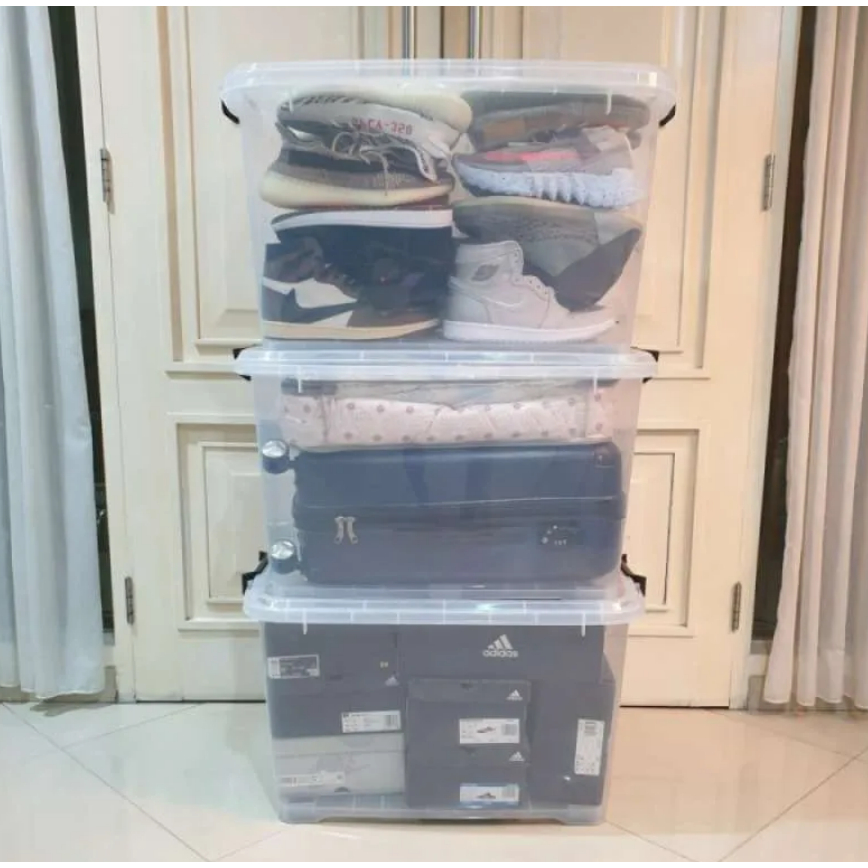 Jual Container Box Ezy CB 75 Liter Roda Bening Transparan Kualitas ...