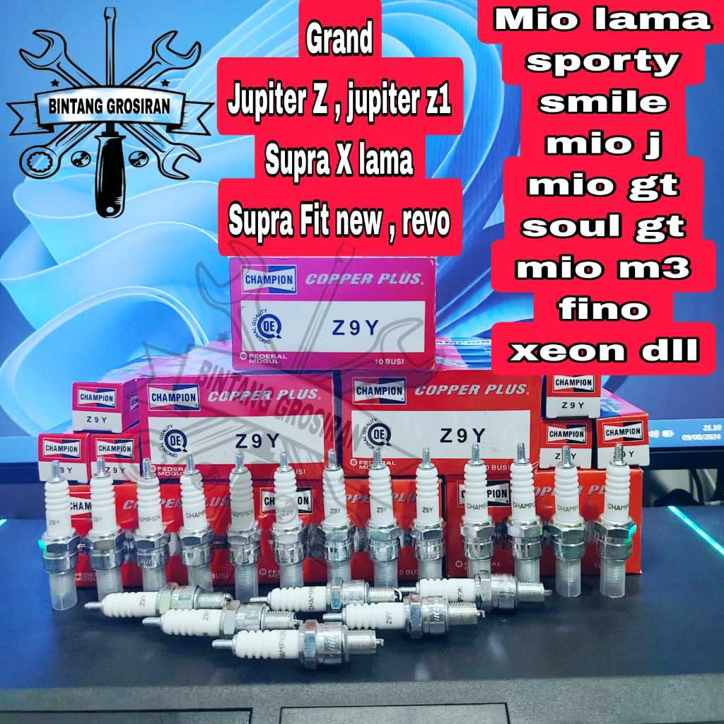 Jual BUSI CHAMPION Z9Y 1 PACK ISI 10 PCS GRAND MIO SUPRA JUPITER KEPALA ...