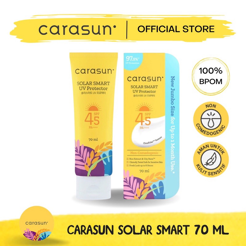 Jual CARASUN SOLAR SMART UV PROTECTOR SPF 45 PA++++ 70ML | Shopee Indonesia