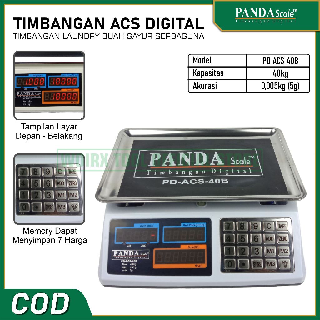 Jual Timbangan Digital PANDA SCALE 40kg 5g Timbangan Laundry Buah Paket ...