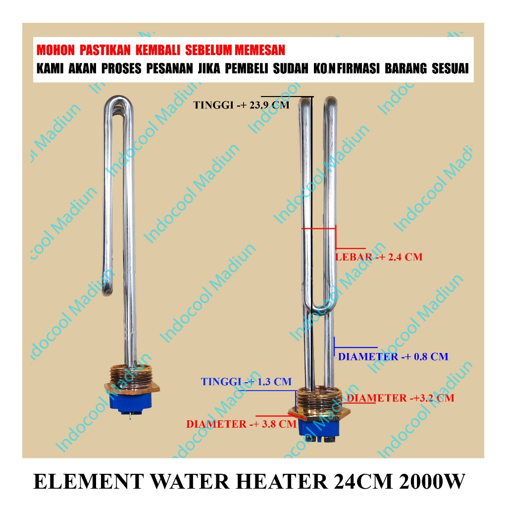 Jual EWH24 ELEMEN / ELEMENT PEMANAS AIR / ELEMENT WATER HEATER 24CM ...