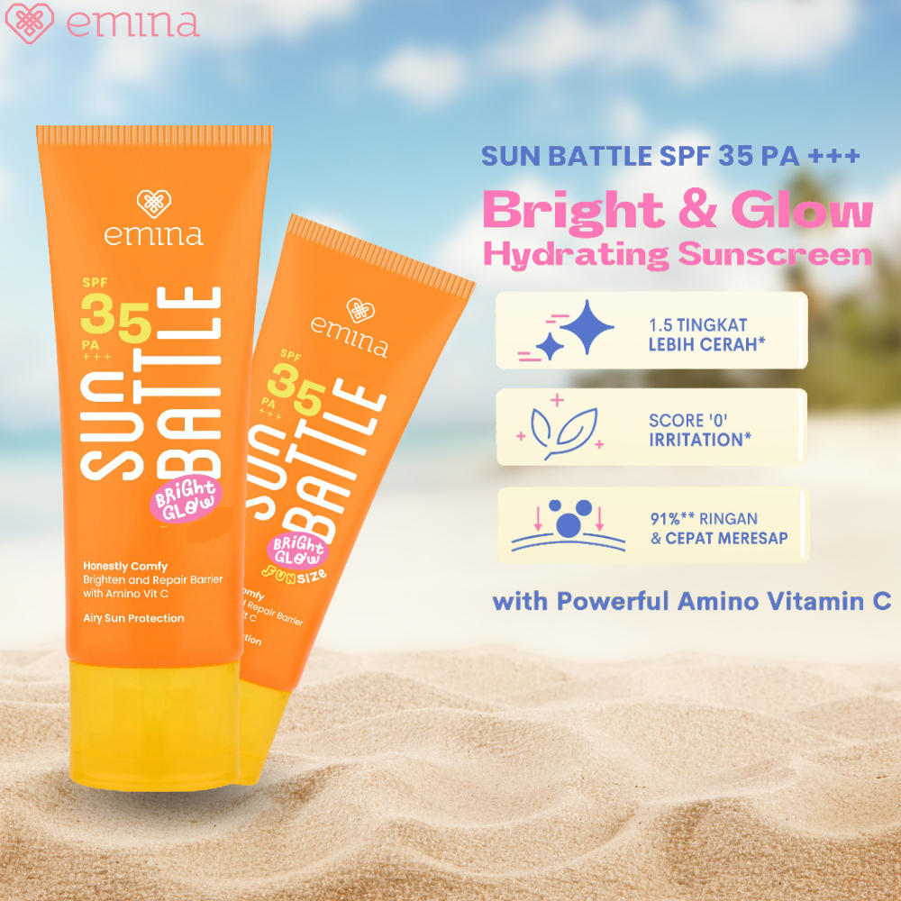 Jual EMINA Paket 3in1 Protect Sunscreen Sunbattle Spf35, Micellar Water HyaluBright, Facewash ...