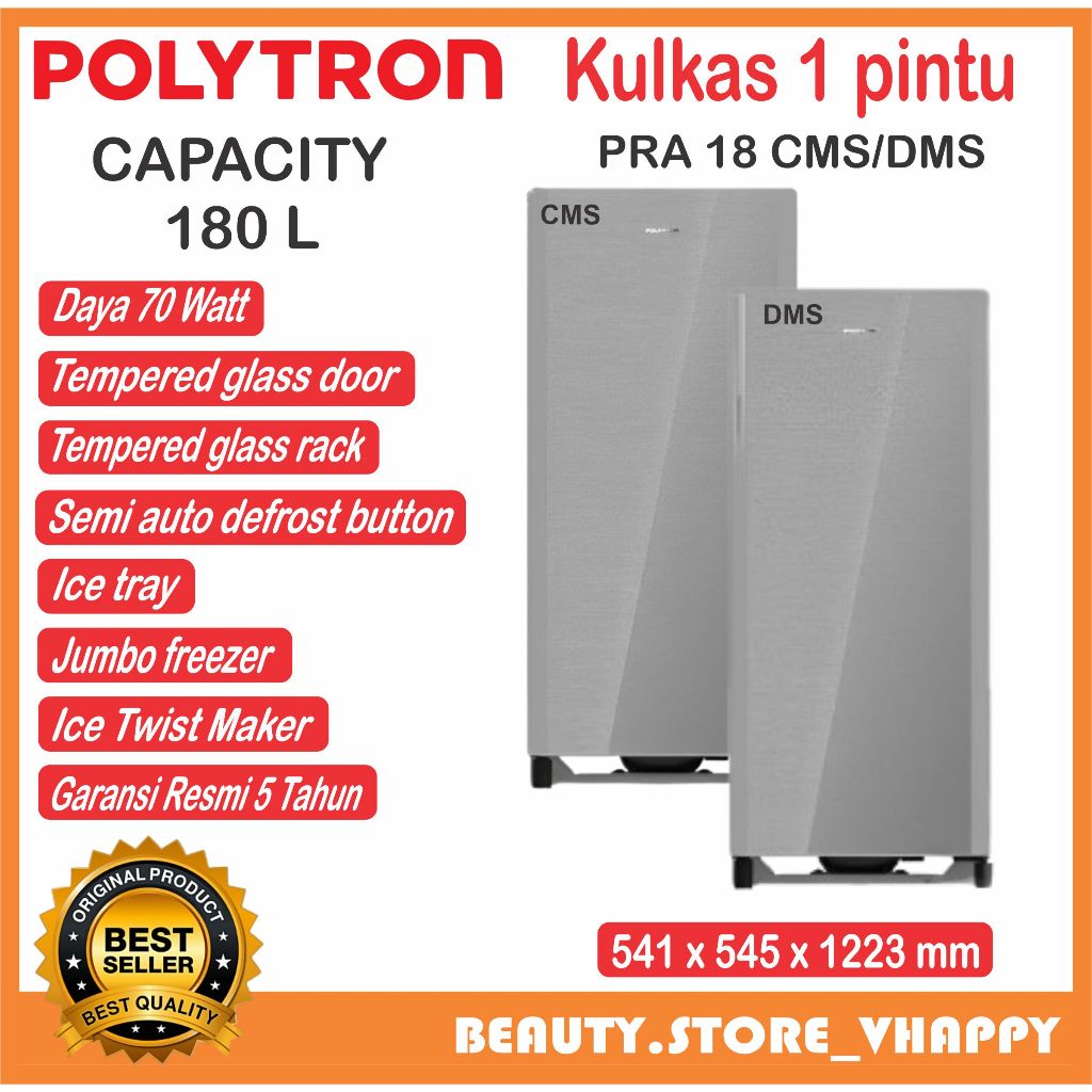Jual Kulkas 1 Pintu Polytron PRA 18 ZX/ZS/CMS/DMS Jabodetabek (Kota ...