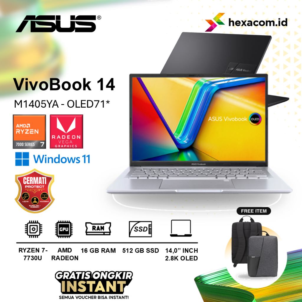 Jual Asus Vivobook 14 M1405YA AMD Ryzen 5 7730U 16GB 512GB SSD OLED ...
