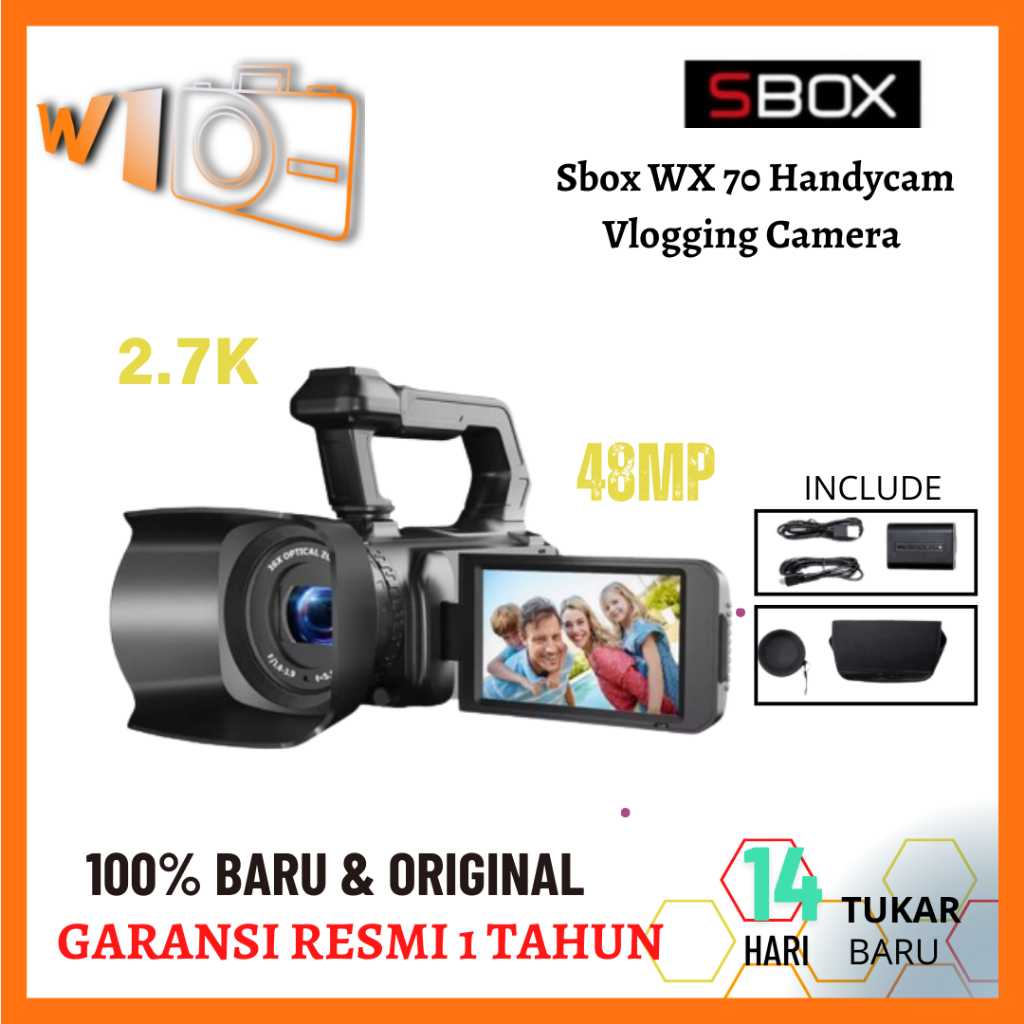 Jual Sbox WX 70 Handycam 2.7K 30FPS 48MP Auto Focus Vlogging Camera ...