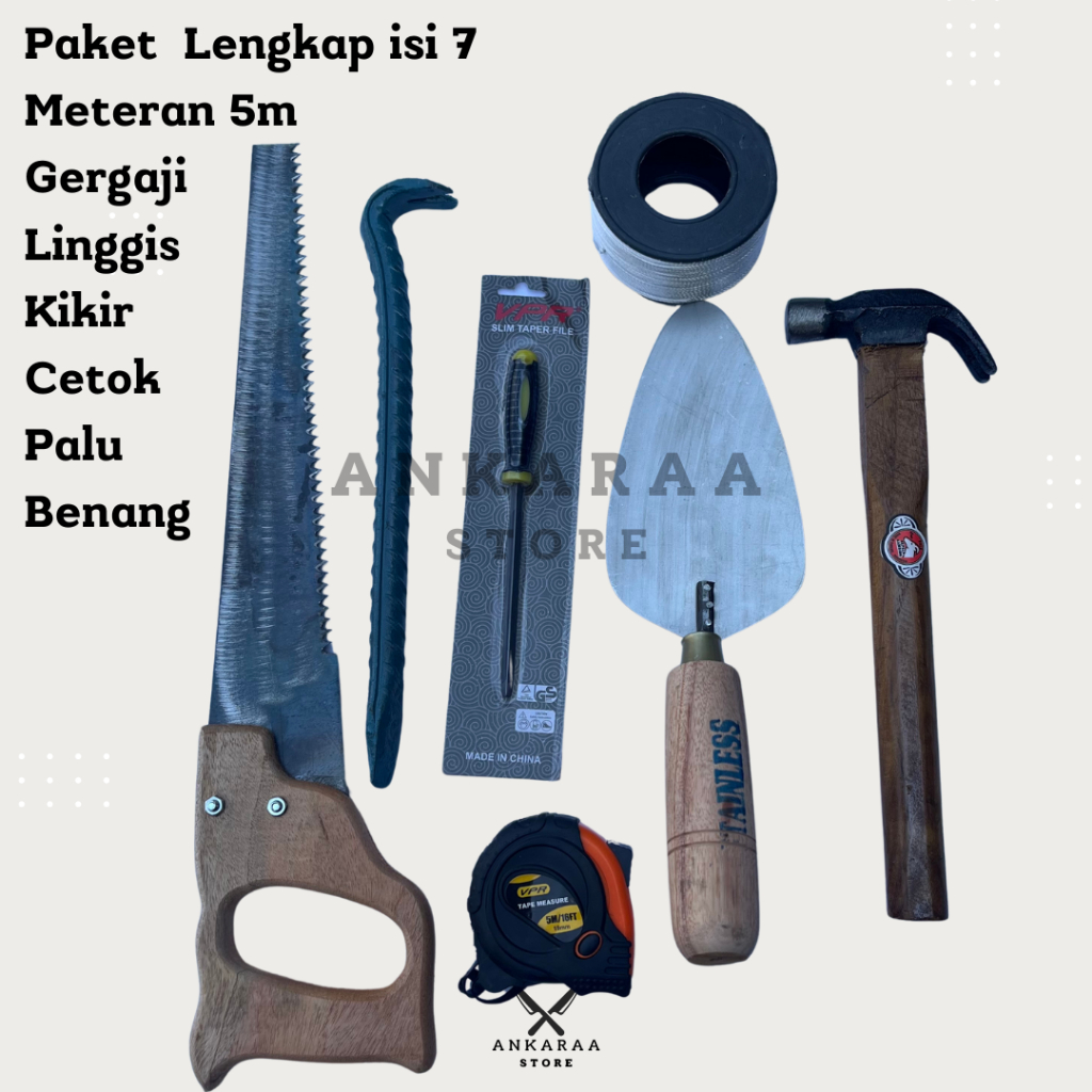 Jual Paket Hemat Alat Pertukangan Isi 7 - Alat Tukang Bangunan - Set ...