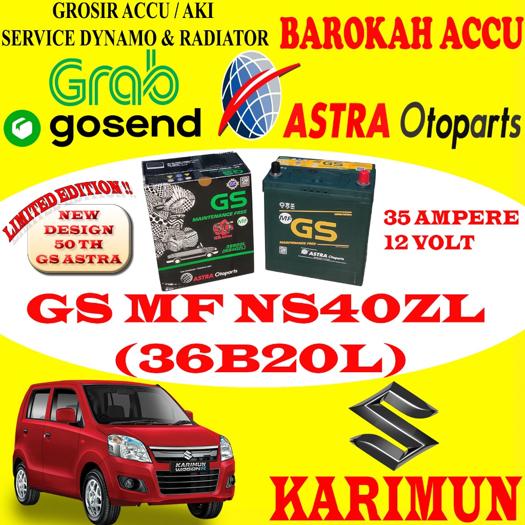 Jual AKI MOBIL SUZUKI KARIMUN GS MF NS40ZL / 36B20L , 35 AH ASTRA OTOPARTS | Shopee Indonesia