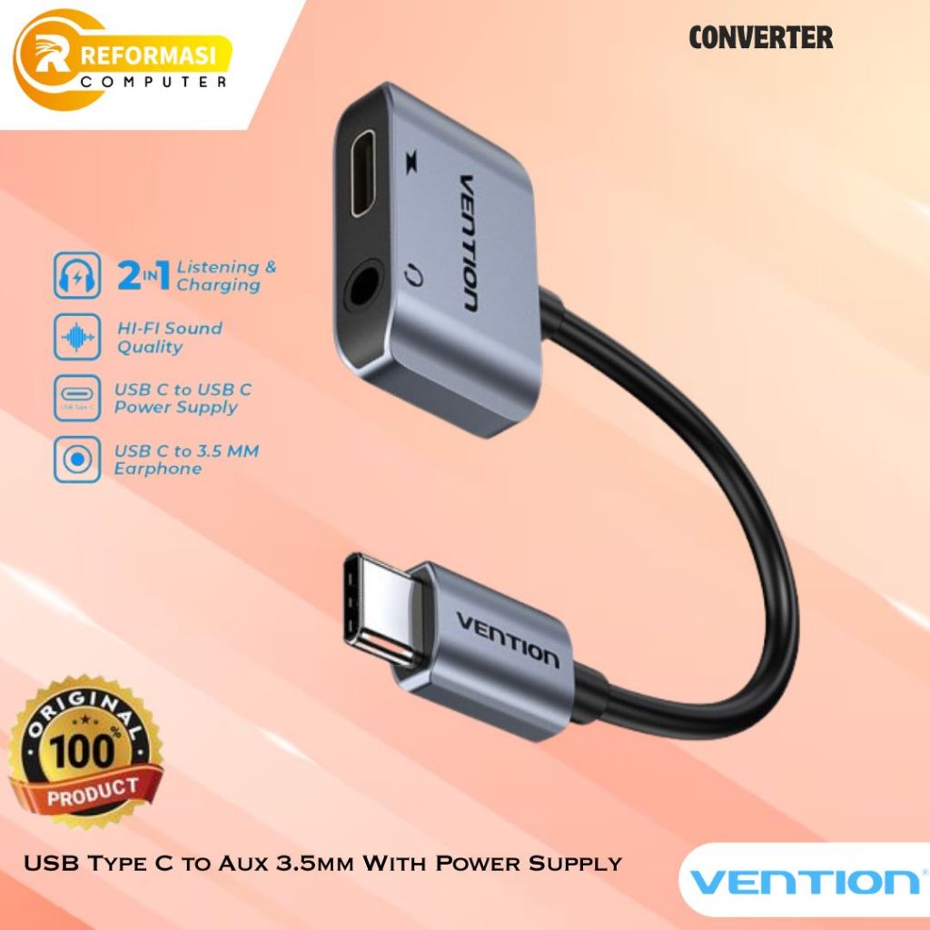 Jual VENTION USB Type C to Aux 3.5mm With Power Supply - BGS | Shopee ...