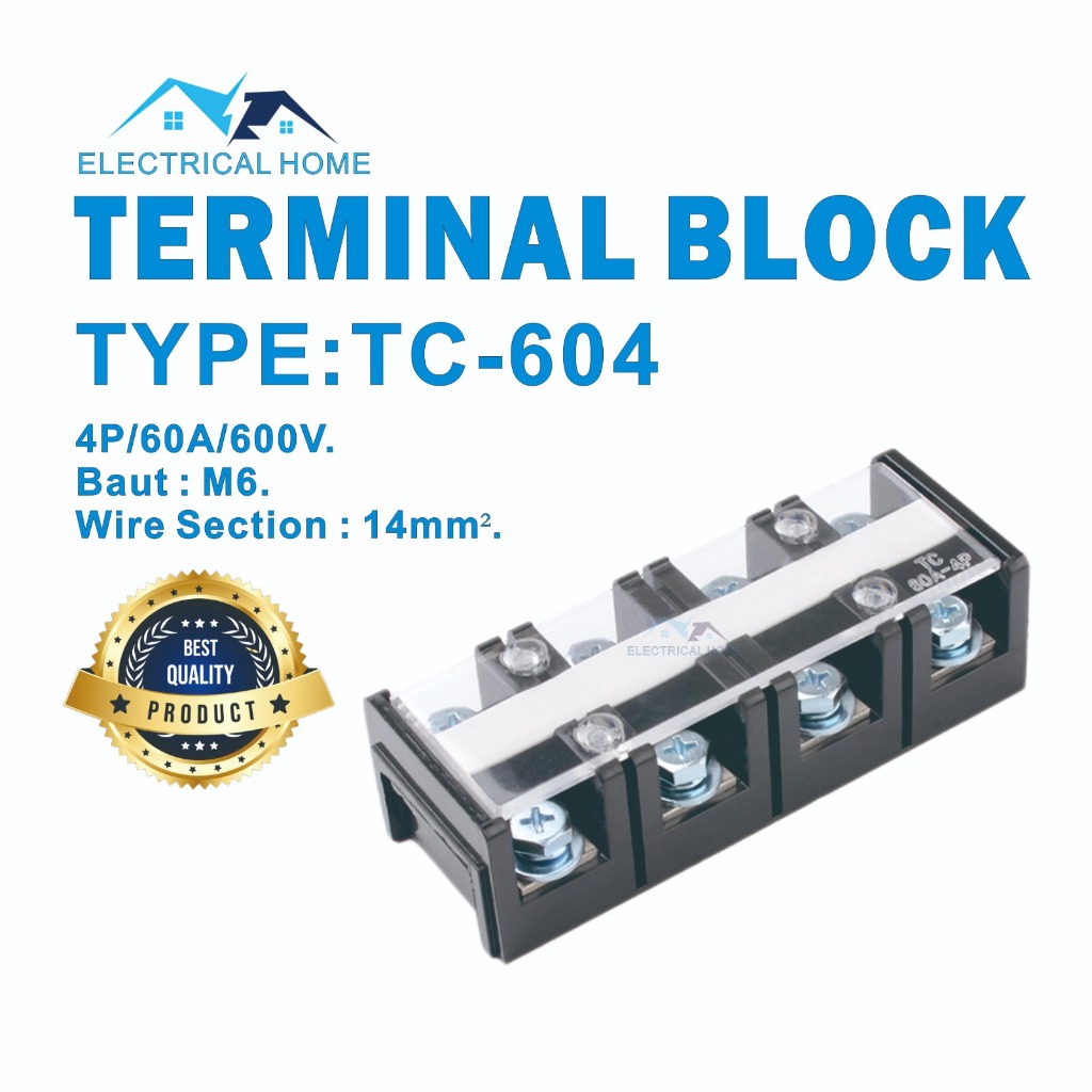 Jual TERMINAL BLOCK TC 604 (60A 4Pole) | Shopee Indonesia