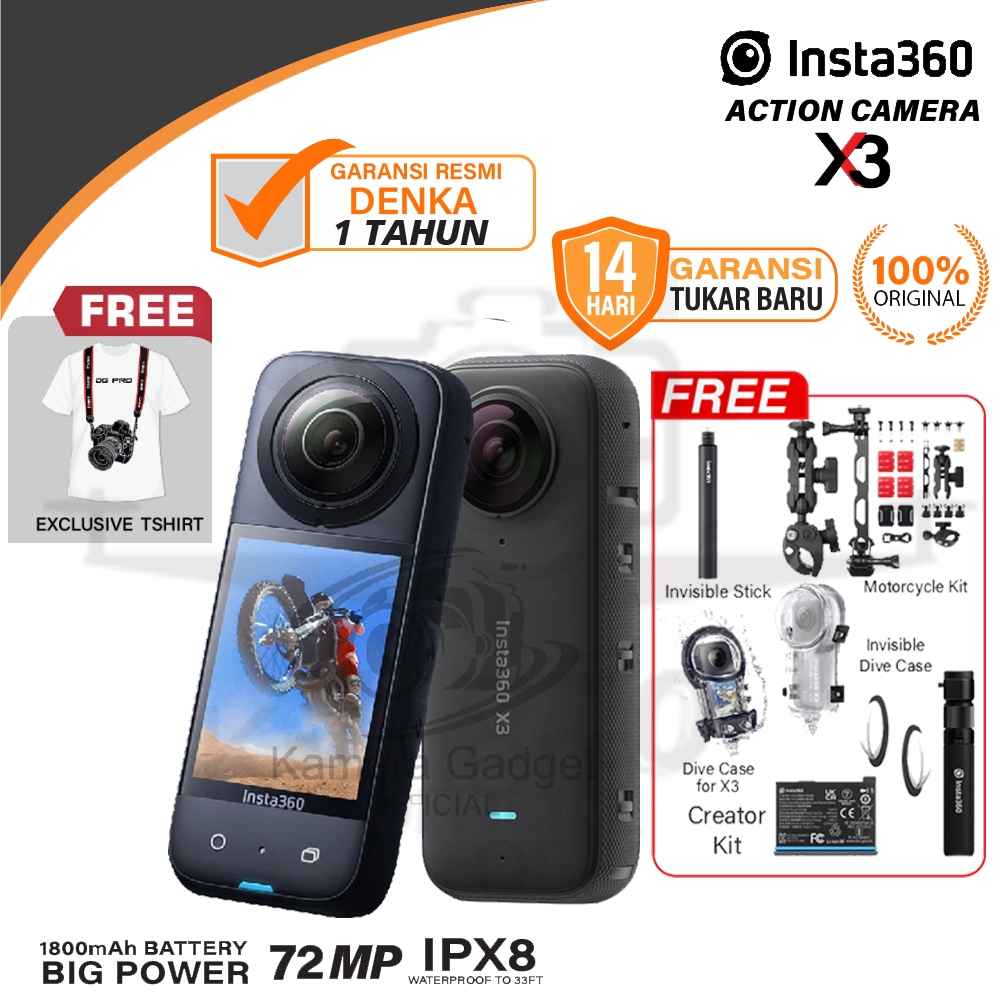Jual Insta360 ONE X3 - Camera Insta 360 - Action Camera ONE X 3 ...