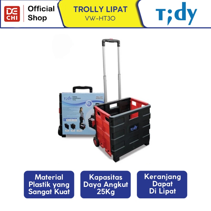 Jual Dechi x Tidy Troly Keranjang Lipat VW-HT30 Hitam-Merah | Shopee ...