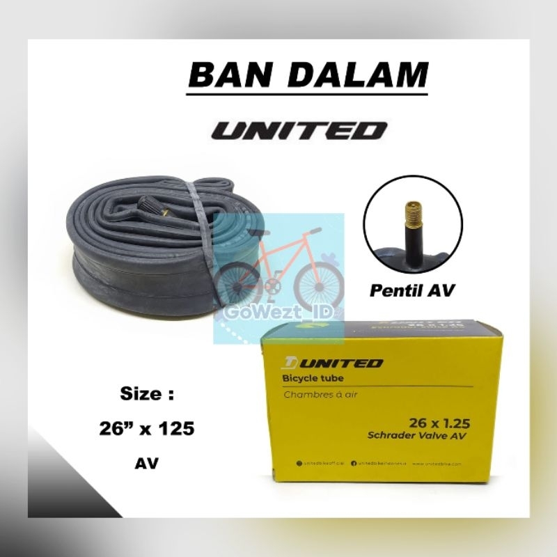 Jual Ban Dalam Sepeda Ukuran 26 x 1.25 United Pentil Motor AV Gunung MTB | High Quality | Shopee ...