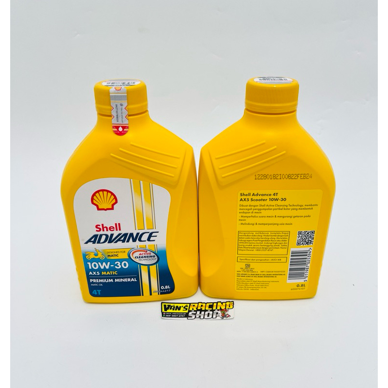 Jual OLI SHELL SHEL ADVANCE AX5 MATIC 0,8 LITER 10W-30 JASO SERVICE MB ...