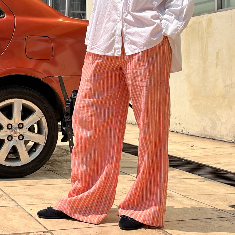 Jual Ruupa Studio Striped Pants in Orange-Blue | Shopee Indonesia