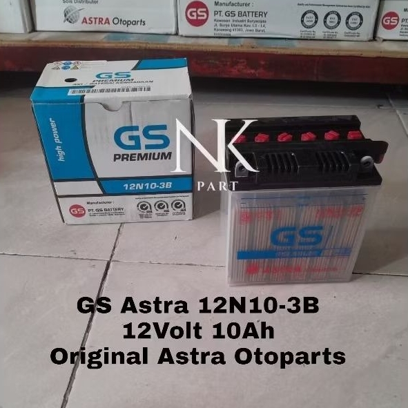 Jual Aki Accu GS Astra 12N10 3B Basah 10Ah Original Astra Otoparts ...