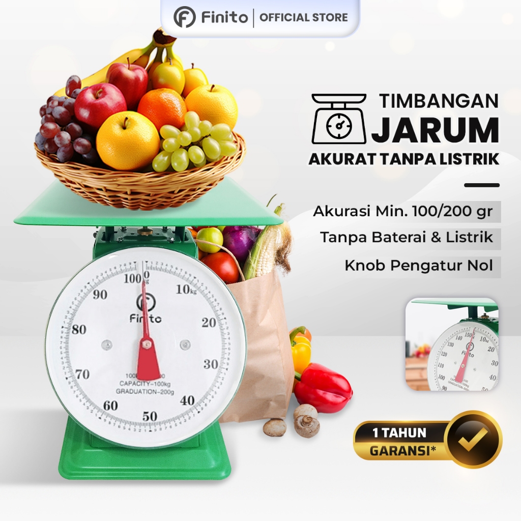 Timbangan Analog 60kg 100kg 150kg Timbangan Duduk Meja Manual Jarum Hijau Datar Rata Buah Sayur ...
