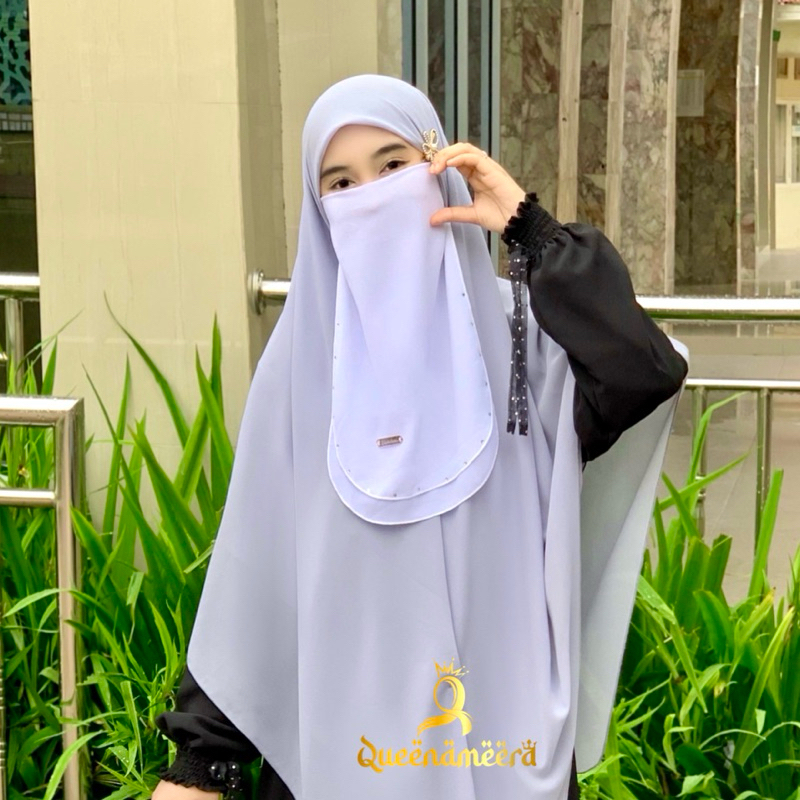 Jual Cadar tali 2 layer permata dan polos bahan ceruty babydoll \ dua lapis \ niqob \ murah ...