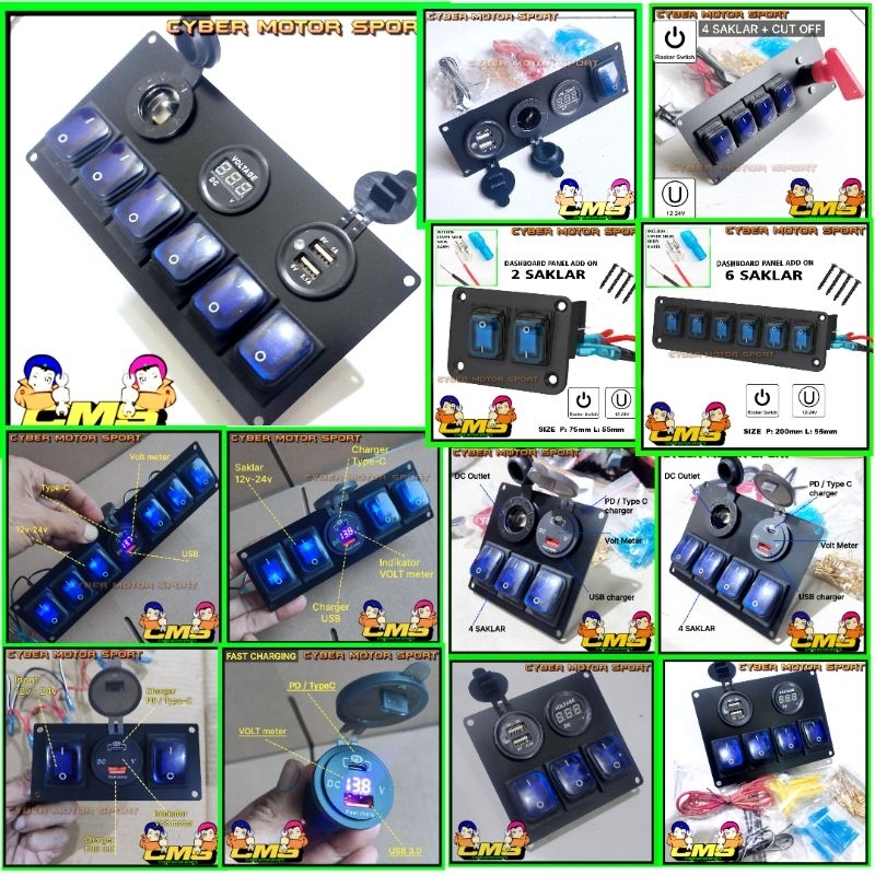 Jual Panel dashboard add on universal . soket usb charger lighter ...