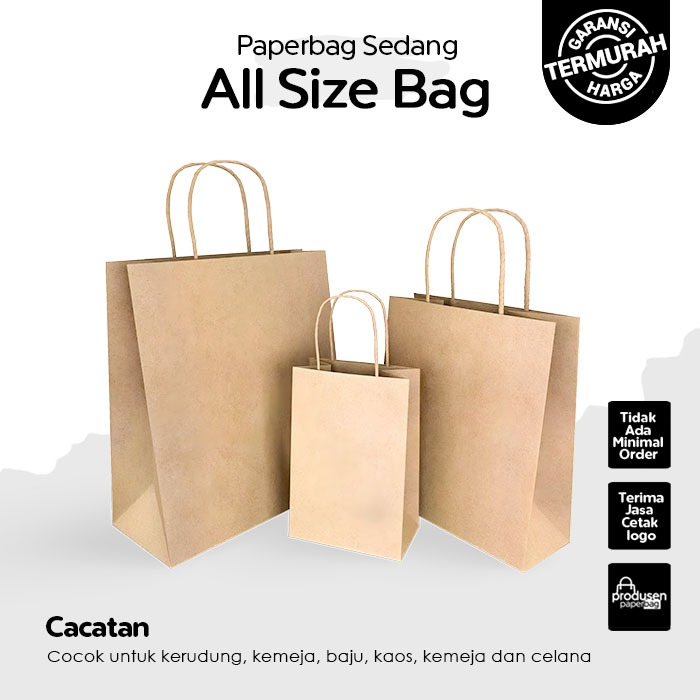 Jual (All Size) Paper Bag Coklat Jumbo All Size, Paper Bag Kado ...