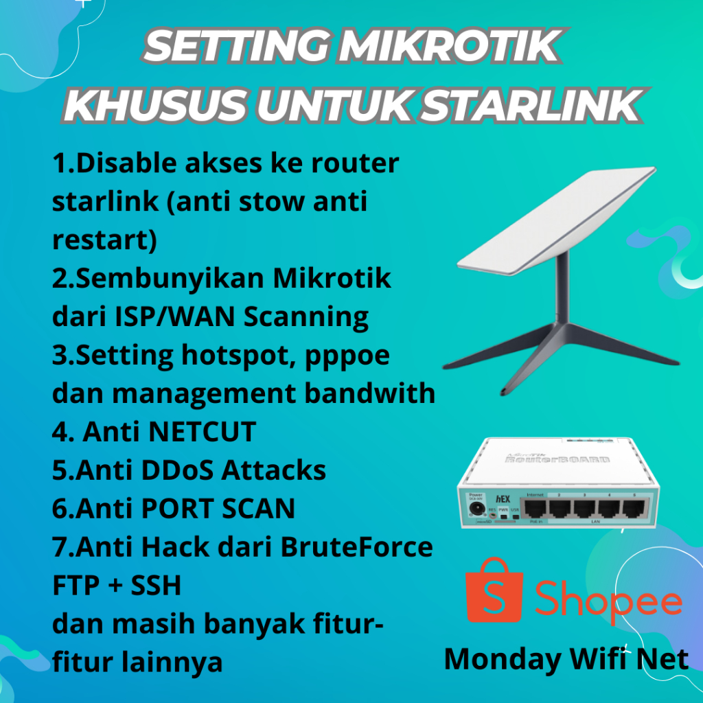 Jual Jasa Setting Mikrotik Khusus Untuk STARLINK Dengan MIKROTIK ROUTER OS PROTECTION | Shopee ...