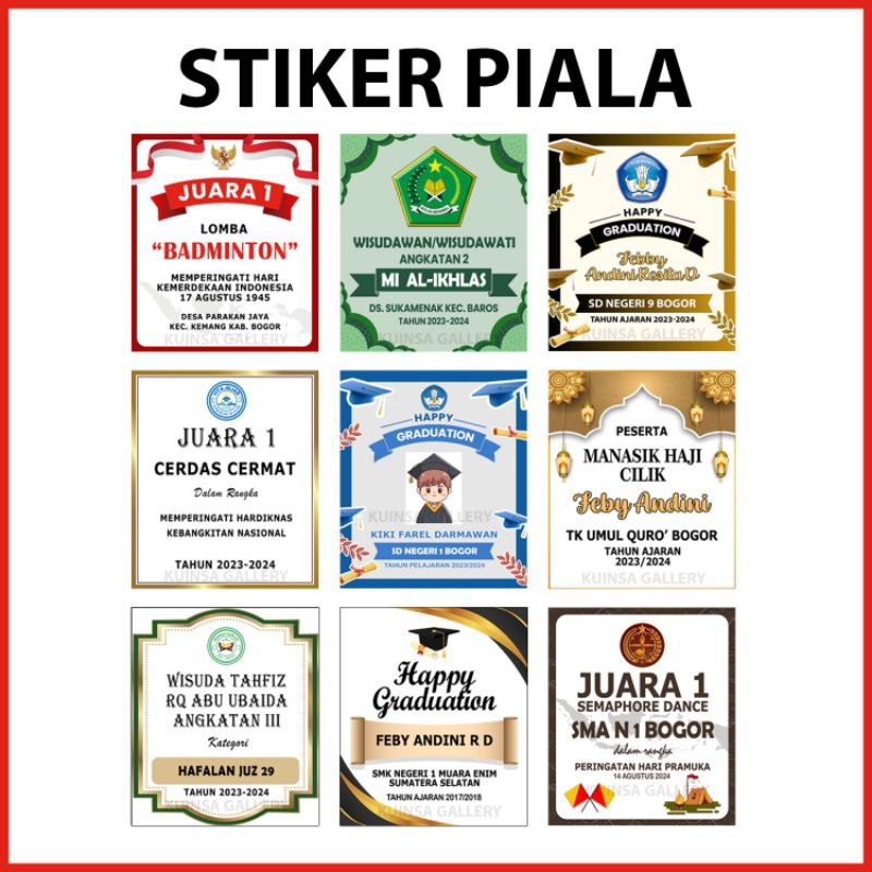 Jual Stiker Piala Akrilik Costum Sticker | Shopee Indonesia