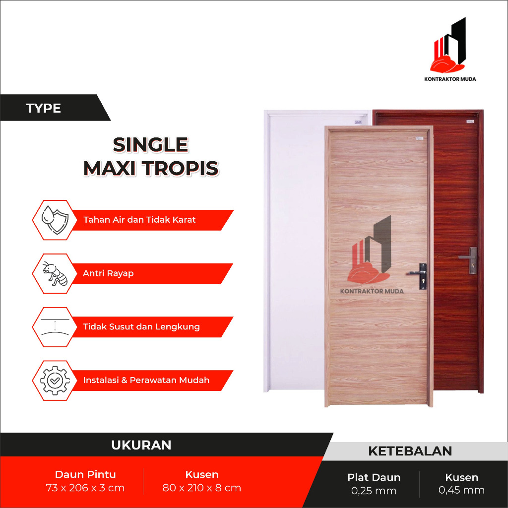 Jual TB KONTRAKTOR MUDA - (MAXI TROPIS) Set Pintu Plat Baja Single Utama ull Set Pintu Baja Anti ...