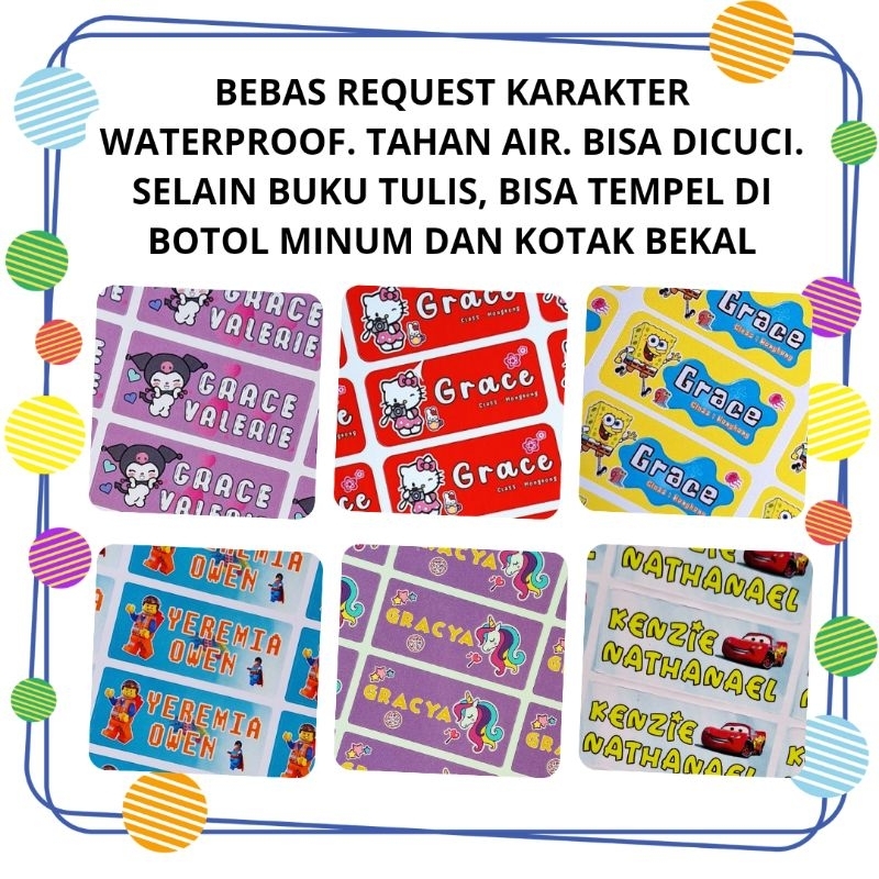 Jual PART 1 STICKER STIKER LABEL NAMA ANAK SEKOLAH WATERPROOF TAHAN AIR ...